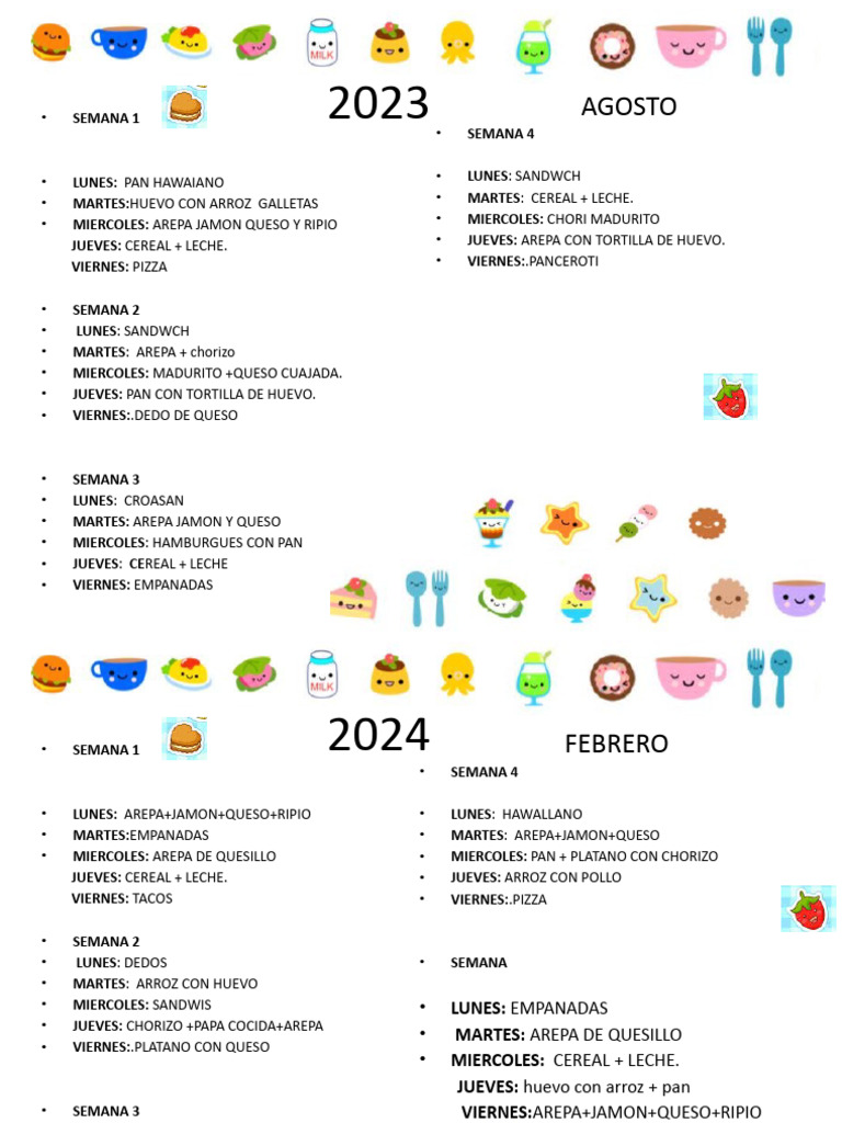 MINUTA DESAYUNO 2023 | PDF | Cocina latinoamericana | Comida y bebida
