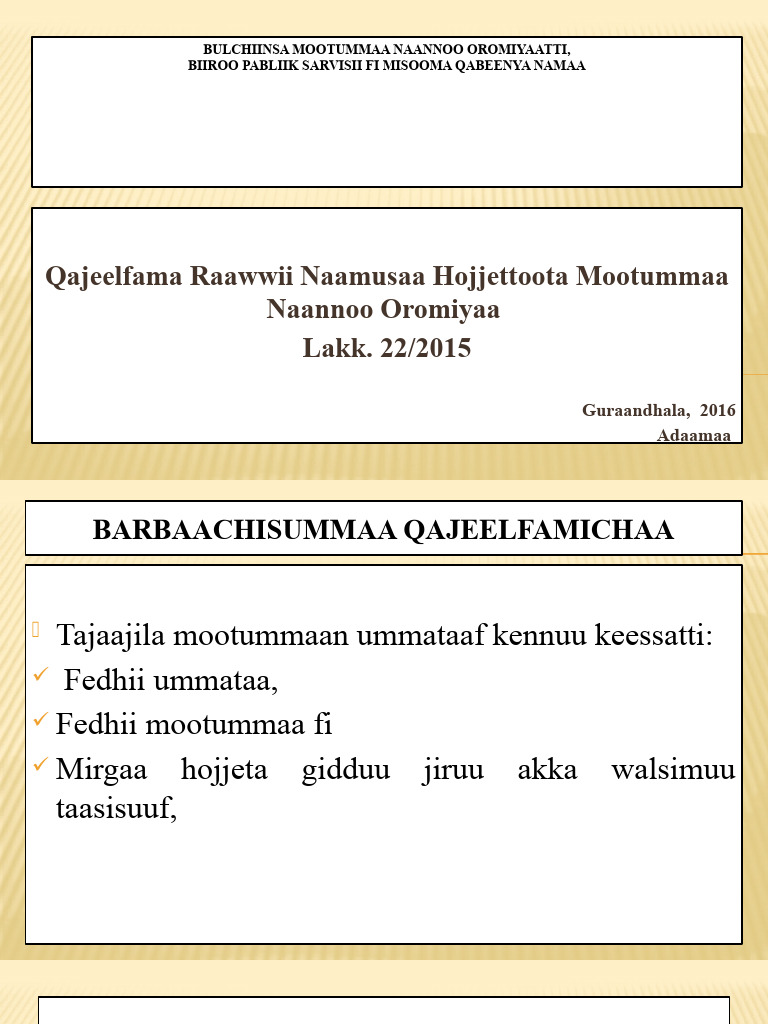 Qajeelfama Raawwii Naamusaa Hojjettoota Mootummaa Naannoo Oromiyaa | PDF