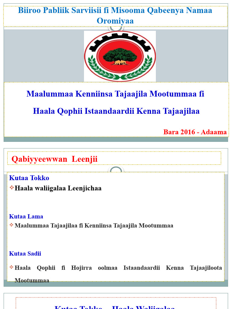 Haala Qophii Istaandaardii Kenna Tajaajilaa | PDF