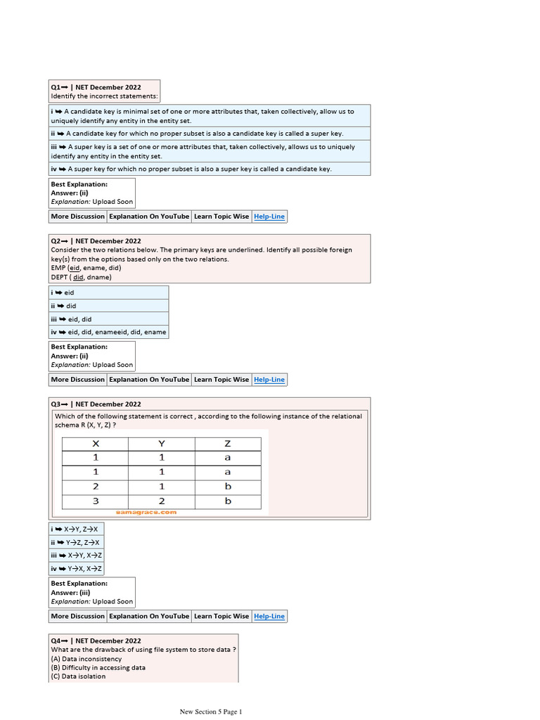 Dbms All Pyq With Solution | PDF | Relational Model | Relational Database