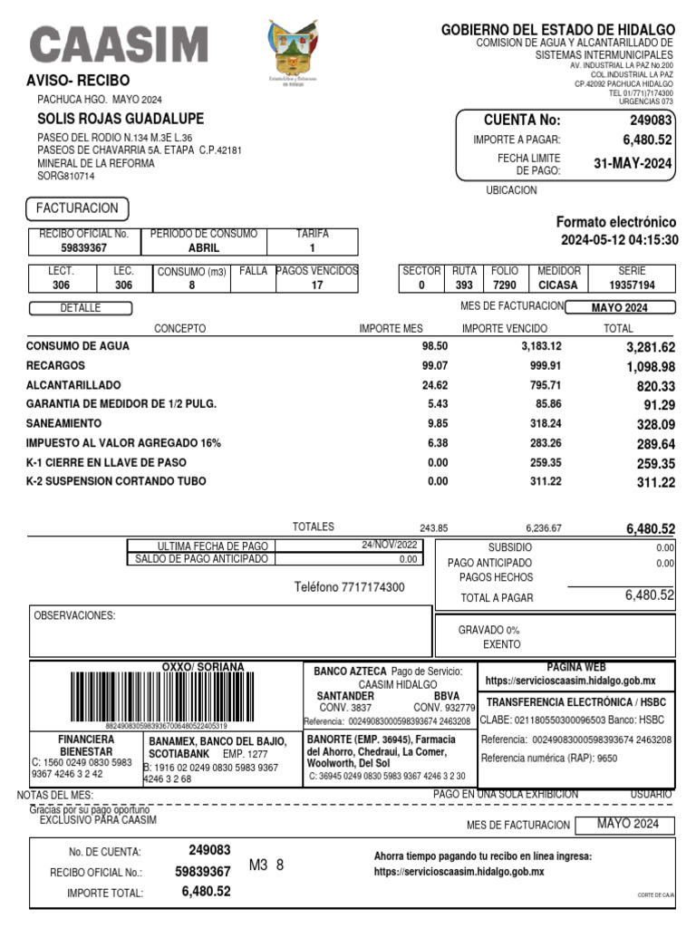 Recibo en PDF | PDF | Agua y política | Servicios financieros