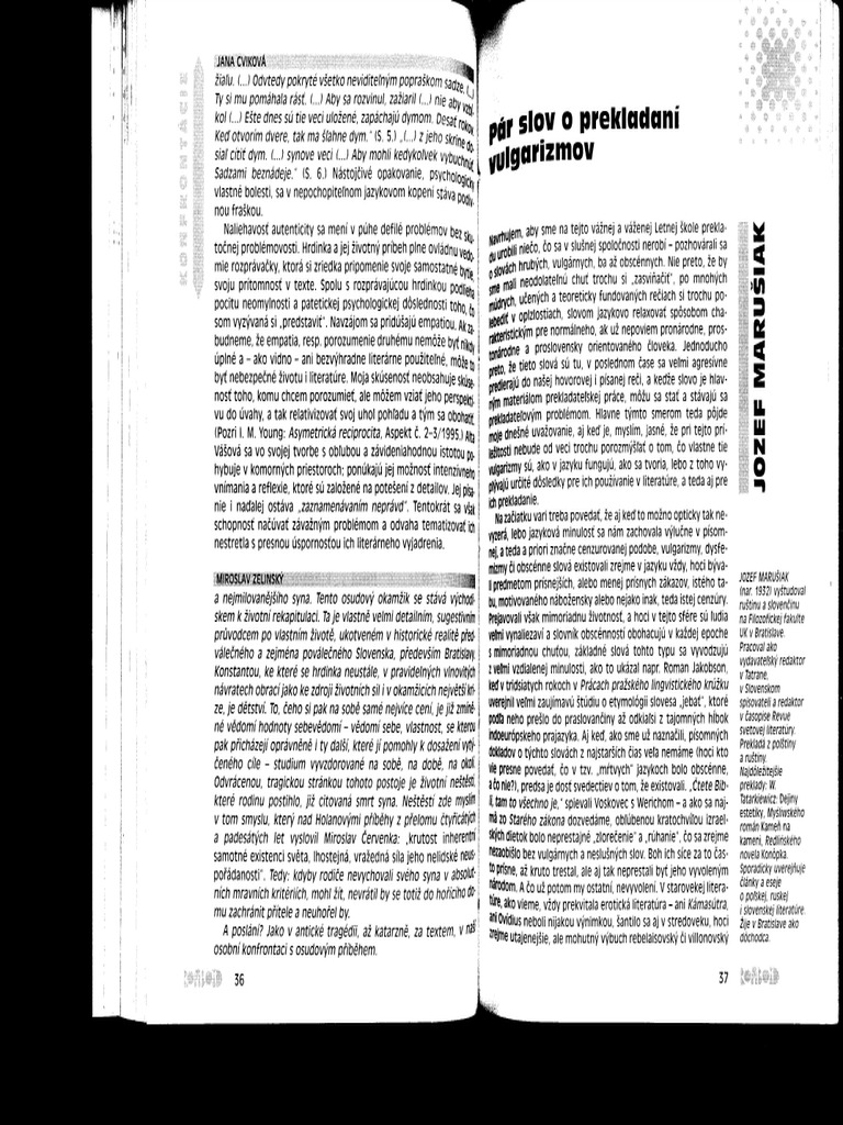 (1997) Marusiak - Par Slov o Preklade Vulgarizmov (Romboid) 2 | PDF