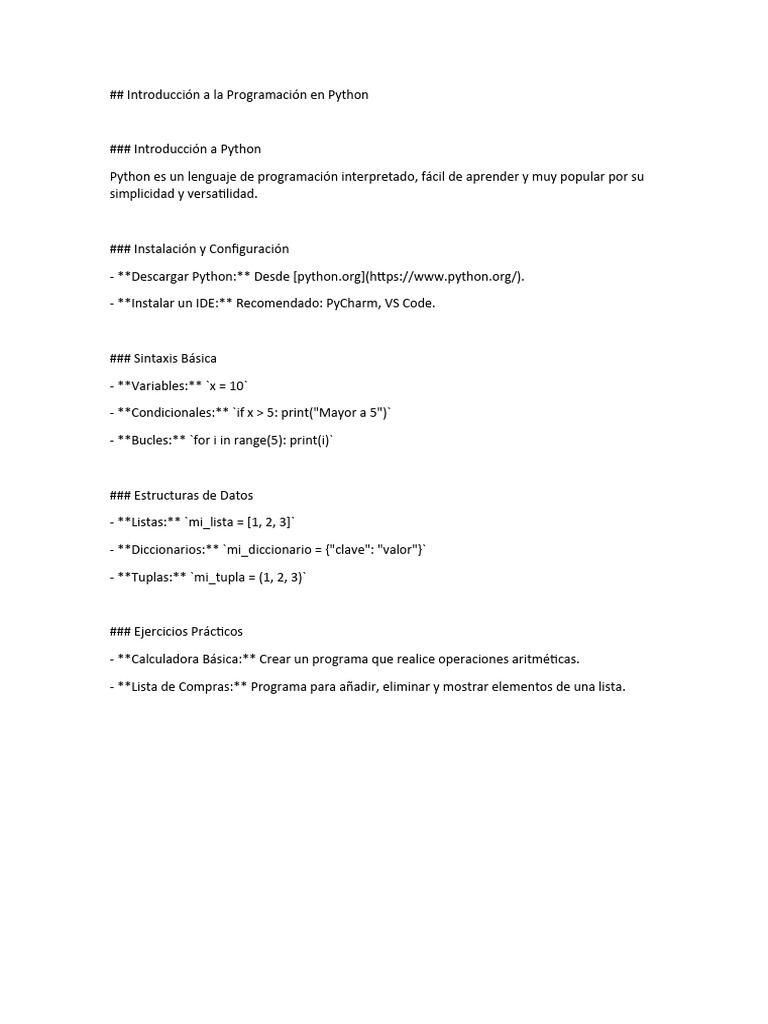 Guía Básica de Python para Principiantes | PDF | Negocios | Tecnología