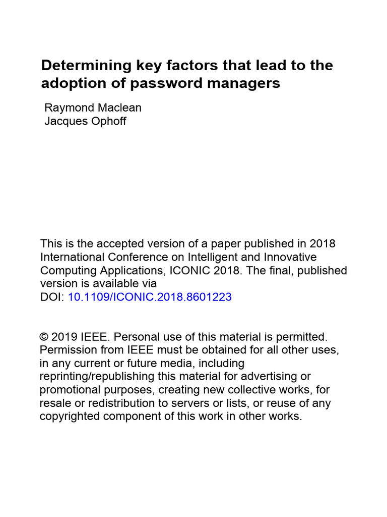Ophoff DeterminingKeyFactors Accepted 2019 | PDF | Password | Survey ...