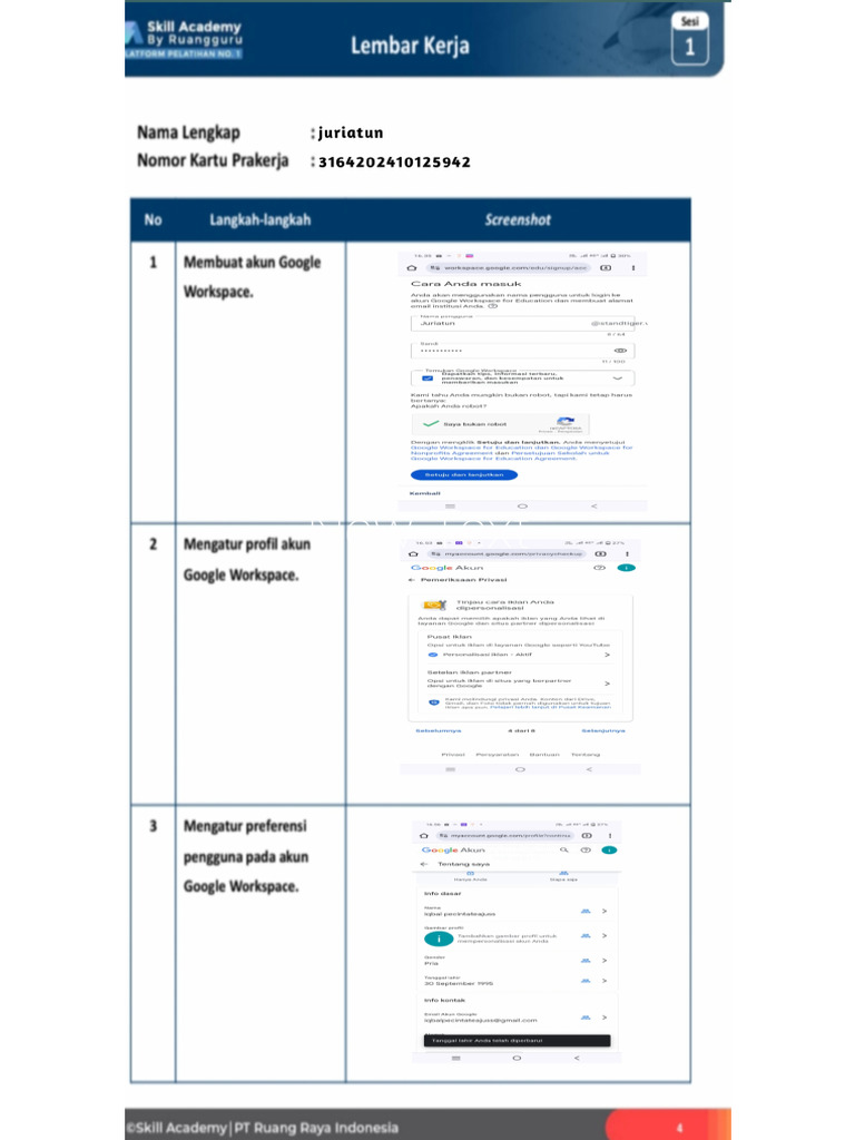 TPM1 Membuat Google Workspace - Juriatun - PDF | PDF