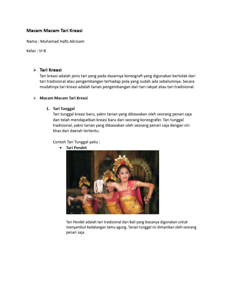 Jenis-Jenis Tari Kreasi Tradisional | PDF | Seni