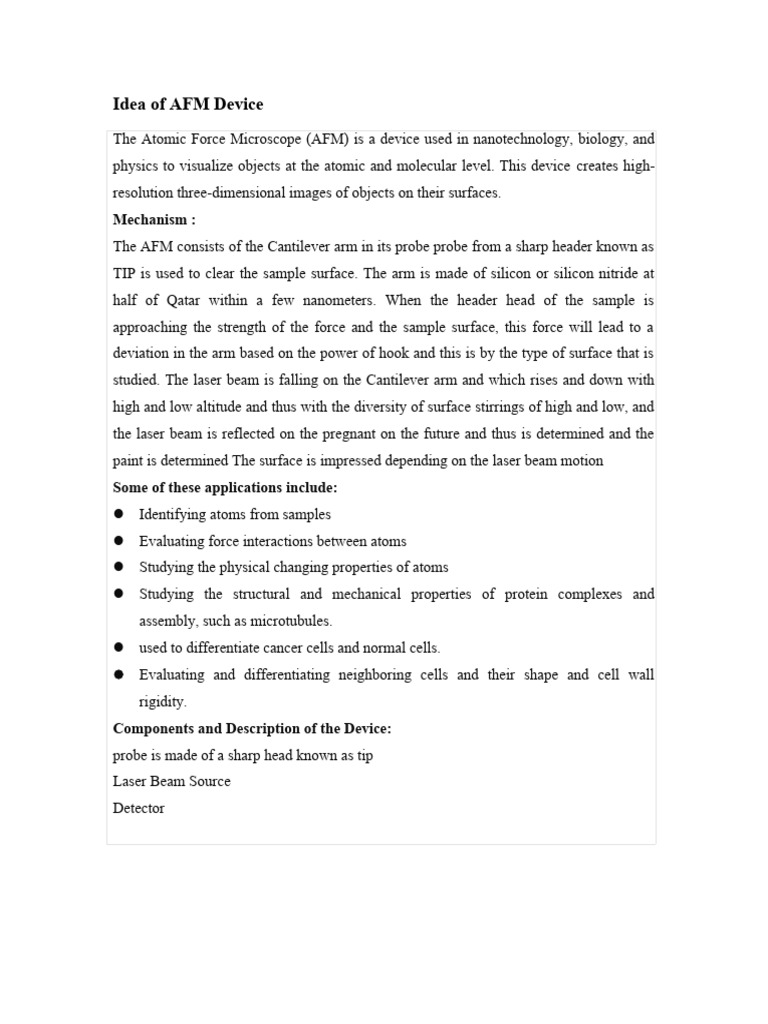 AFM Device | PDF | Science & Mathematics