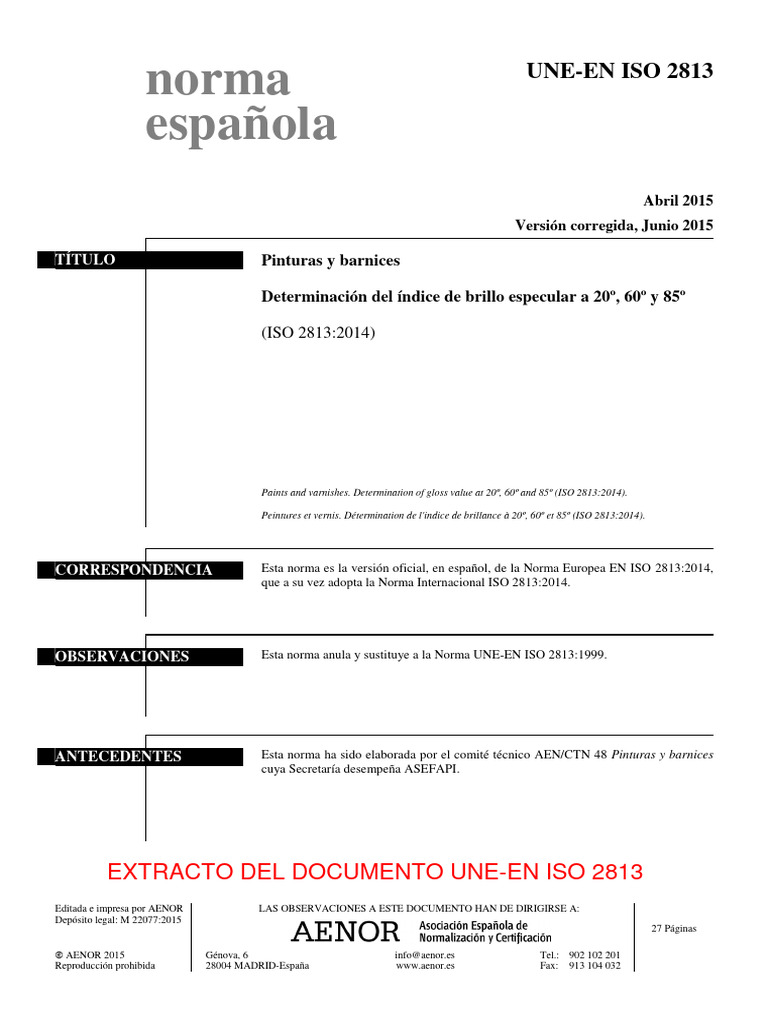 (Ex) Une-En Iso 2813 2015 | PDF | Calibración | Probabilidades y ...