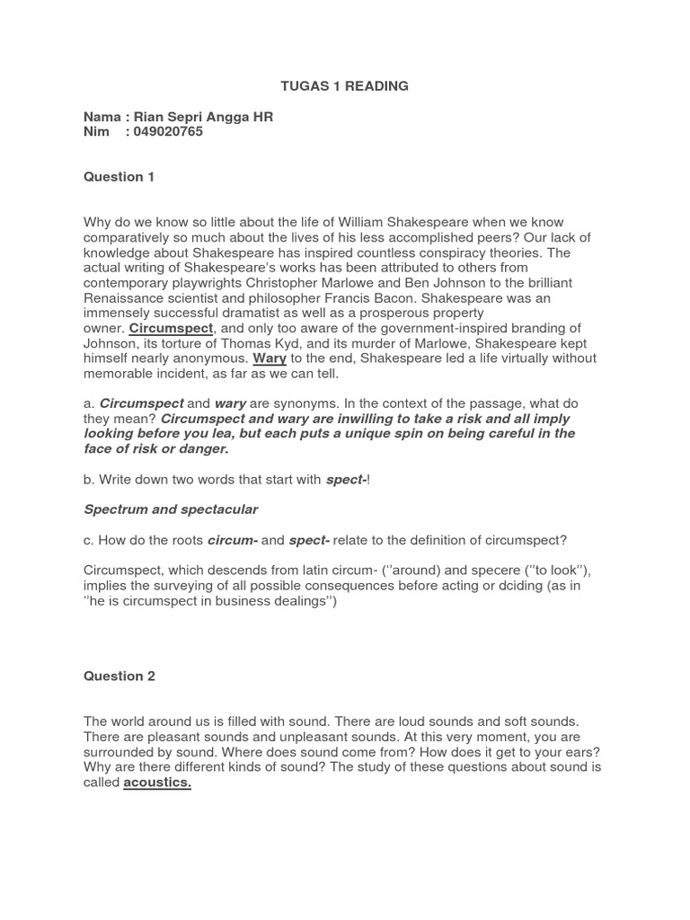 TUGAS 1 READING Ra | PDF | Sound | Hearing