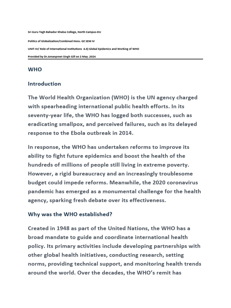 WHO | PDF | World Health Organization | Medical Specialties