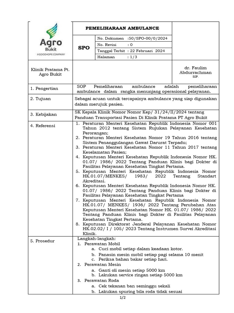 Spo Perawatan Ambulance | PDF