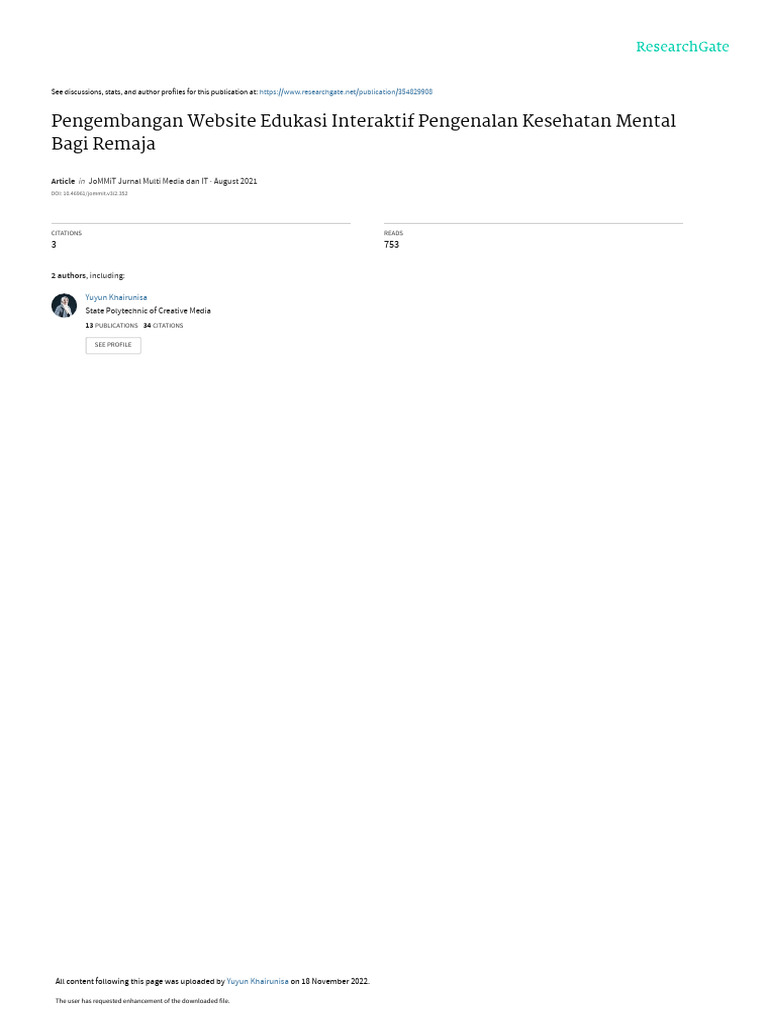 Edukasi Mental Remaja Online | PDF | Karier & Perkembangan