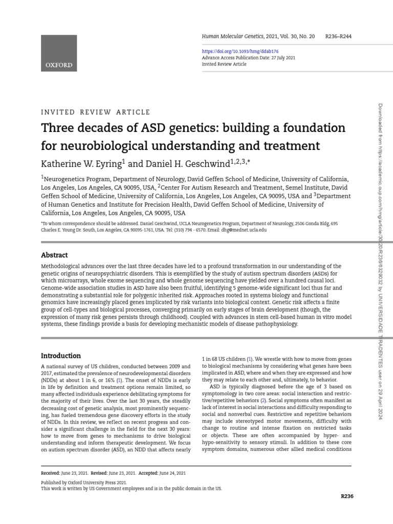 Three Decades of ASD Genetics Building A Foundation | Download Free PDF ...