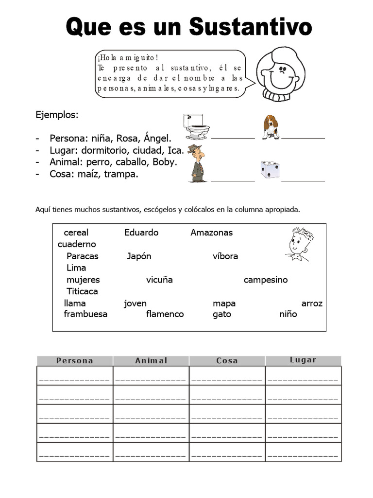 Ficha Sustantivo 04-04 | PDF | Sustantivo | Morfología Lingüística