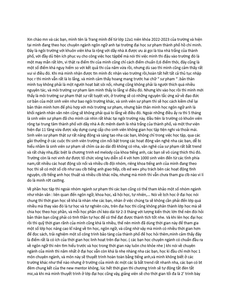 Xin Chào MN Và Các B N | PDF