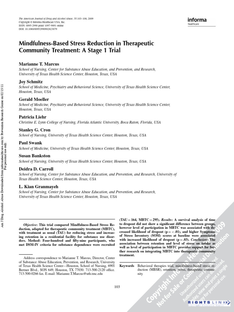 stress reduction in TC | PDF | Health Care | Clinical Medicine