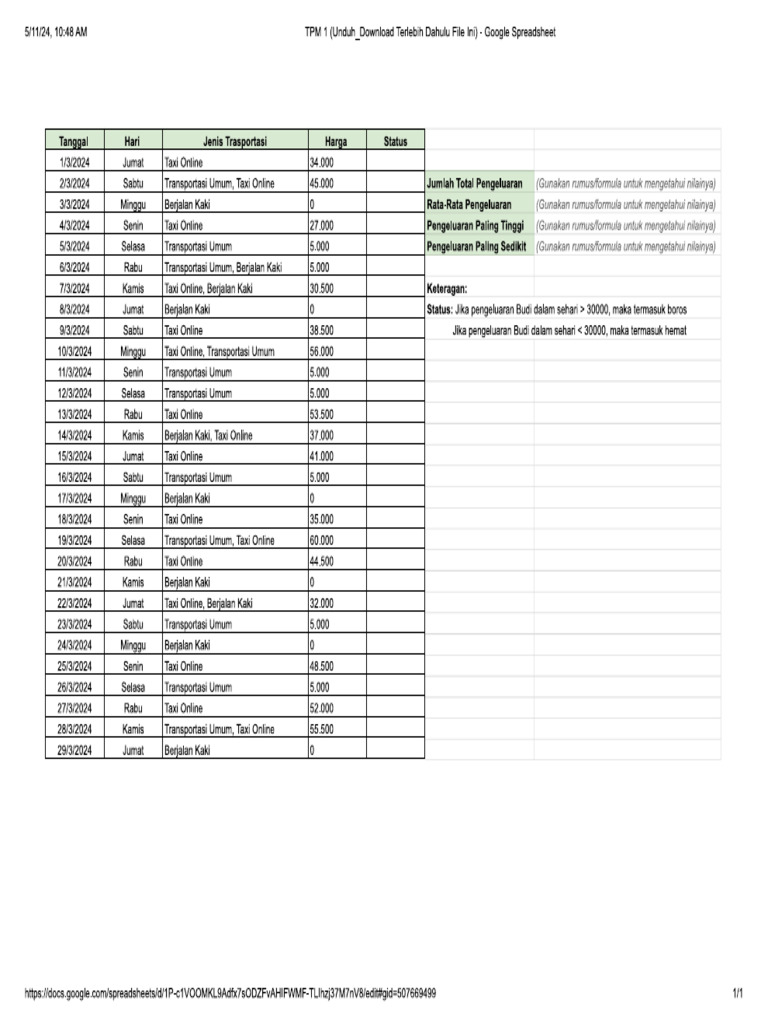 TPM 1 (Unduh - Download Terlebih Dahulu File Ini) - Google Spreadsheet | PDF | Computers