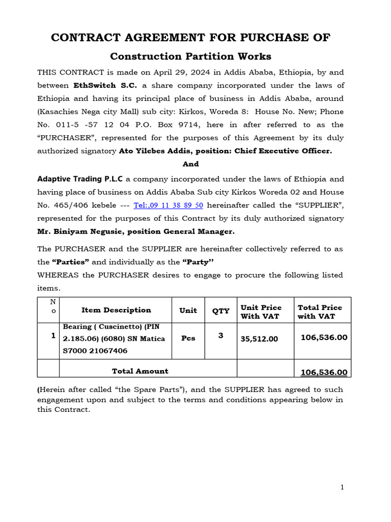 Construction Partition Works Contract | PDF | Invoice | Pro Forma