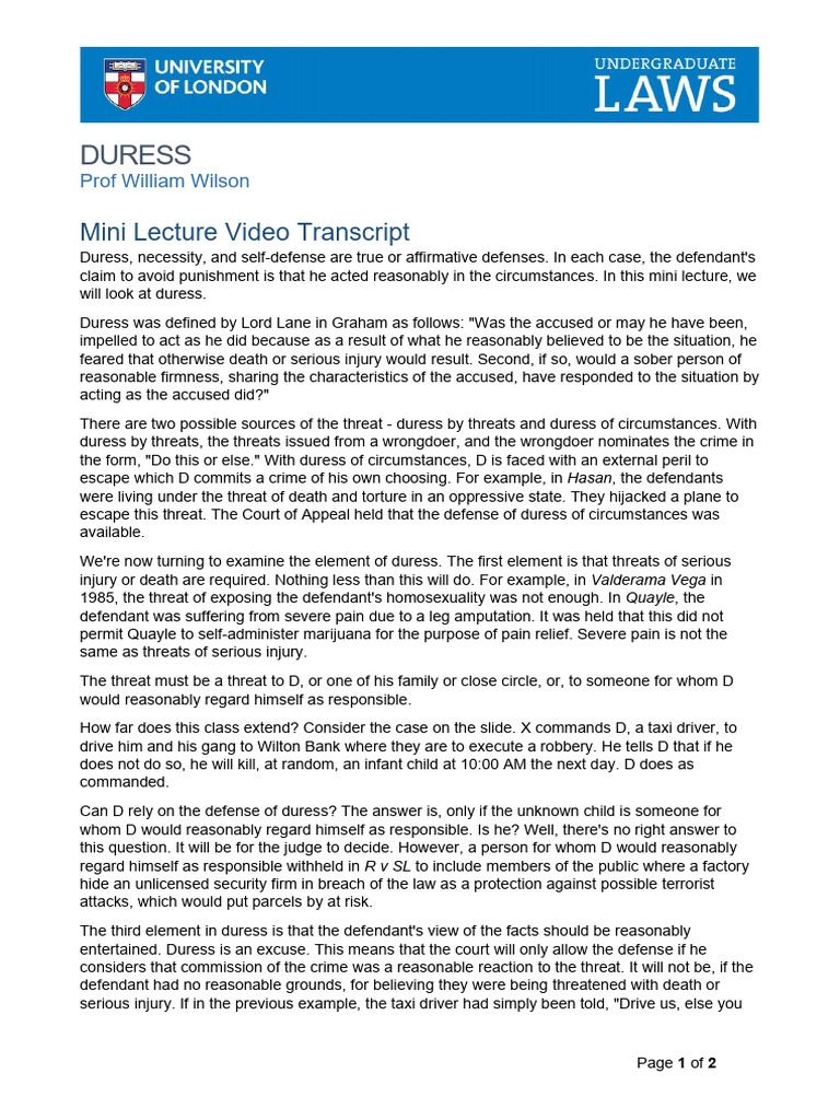 Topic 11 - Transcript | PDF | Common Law | Criminal Law