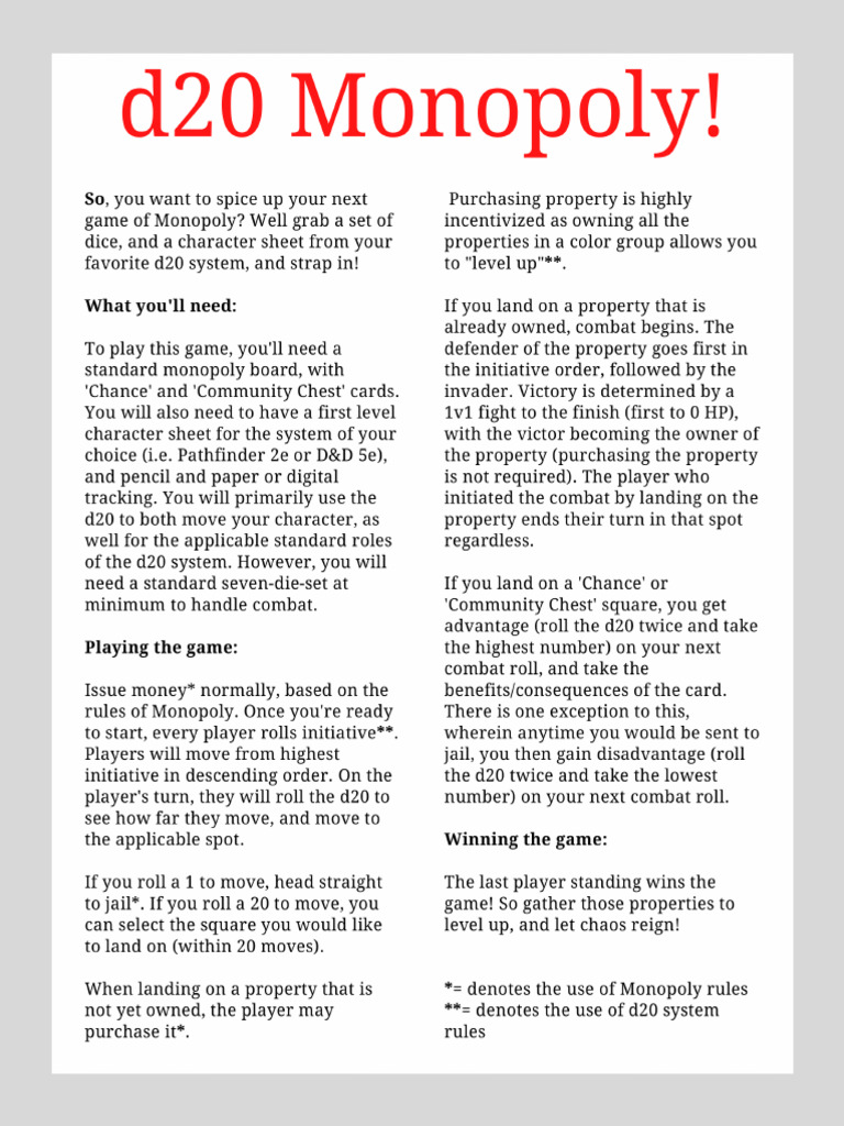 d20 Monopoly! | PDF