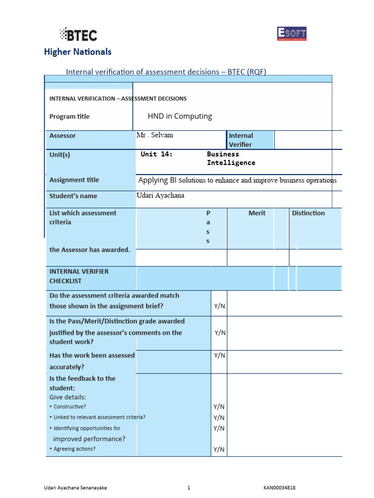 Higher Nationals: Internal Verification of Assessment Decisions - BTEC ...