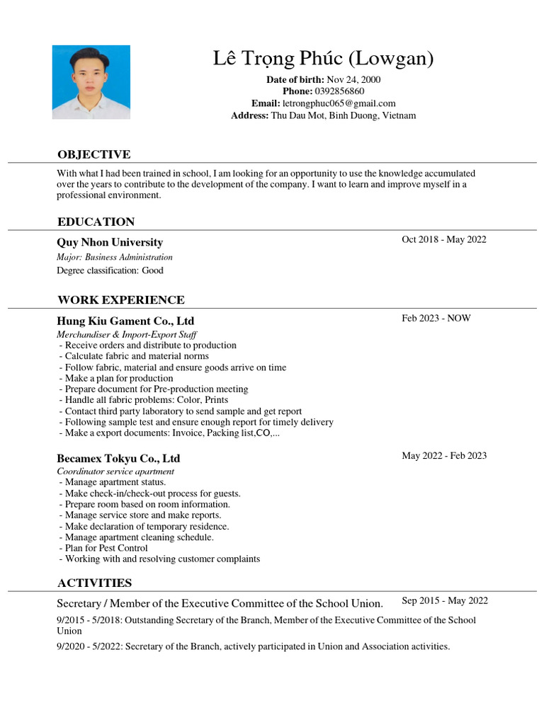 CV-LE TRONG PHUC | PDF