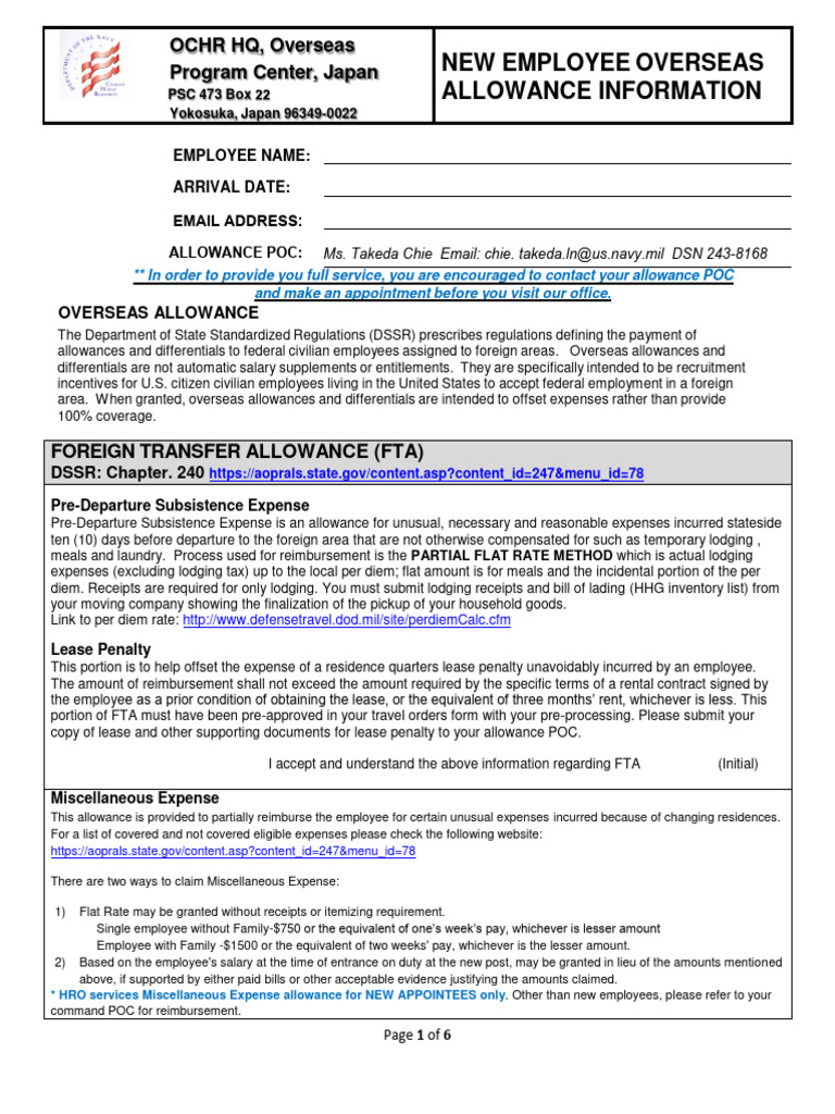 Human Resources Office Information For New Employee Conus Hire - Update ...