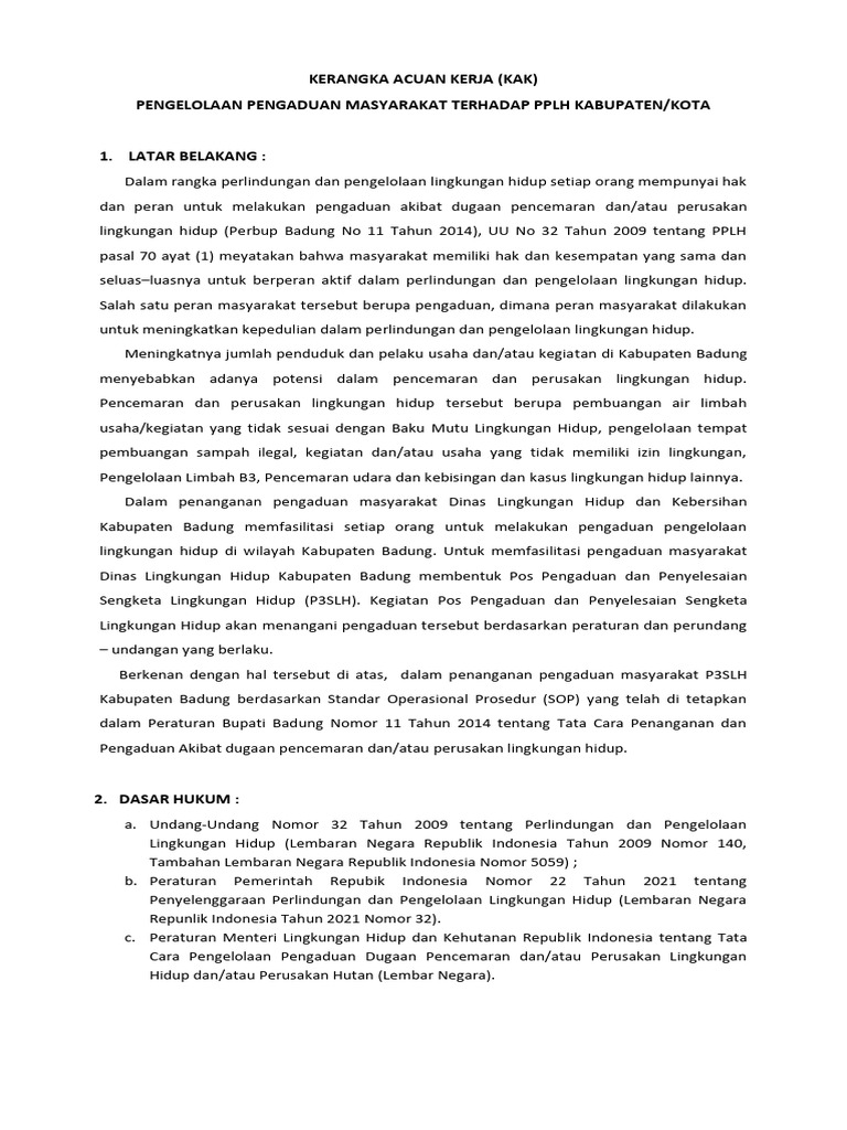 KAK POS PENGADUAN 2022 Revisi Ok | PDF | Ilmu Sosial | Griya & Taman
