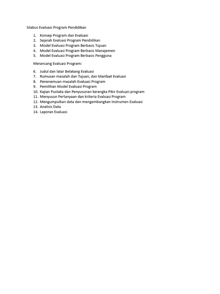 Silabus Evaluasi Program Pendidikan | PDF