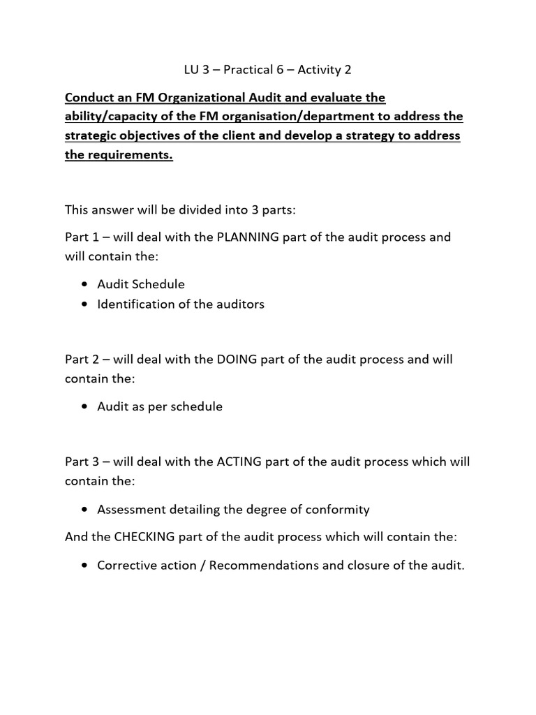Example - Organizational Audit | PDF | Audit | Pest Control