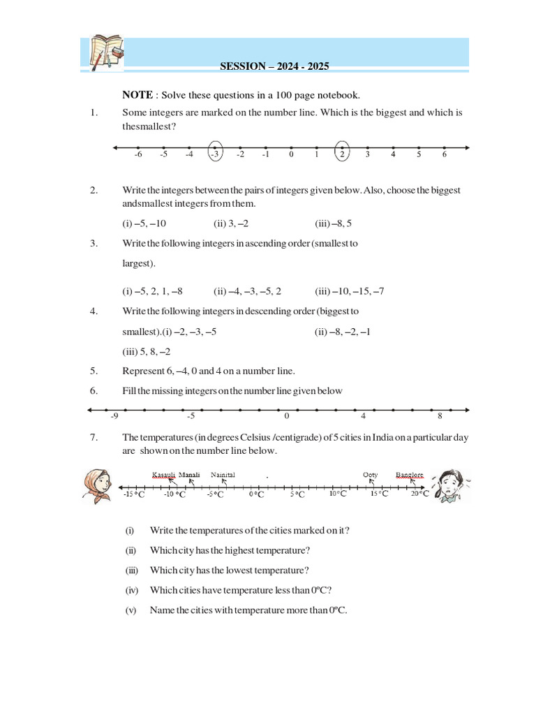 Summer Holiday Homework - 7 - MATH (2024-25) | PDF | Celsius | Mathematics