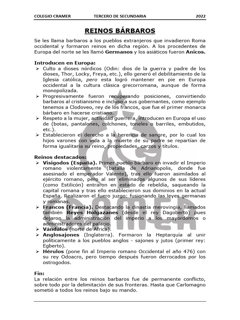 Reinos Bárbaros - Imperio Carolingio | PDF | Carlomagno | Santo Imperio ...