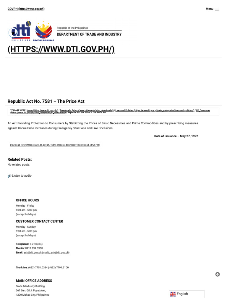 Republic Act No. 7581: The Price Act | PDF | Business | Finance & Money ...