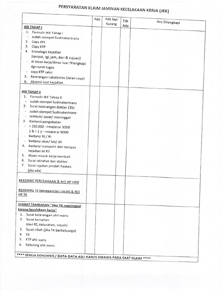 Persyaratan JKK | PDF