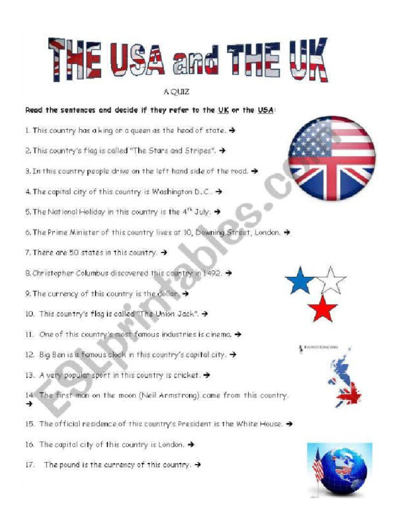 Uk Usa Quiz | PDF