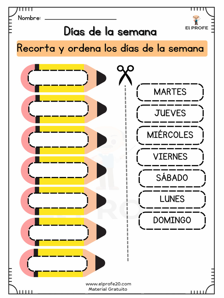 actividades-de-los-dias-de-la-semana-elprofe20 | PDF