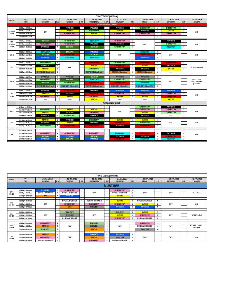 Time Table Format 24072023 | PDF