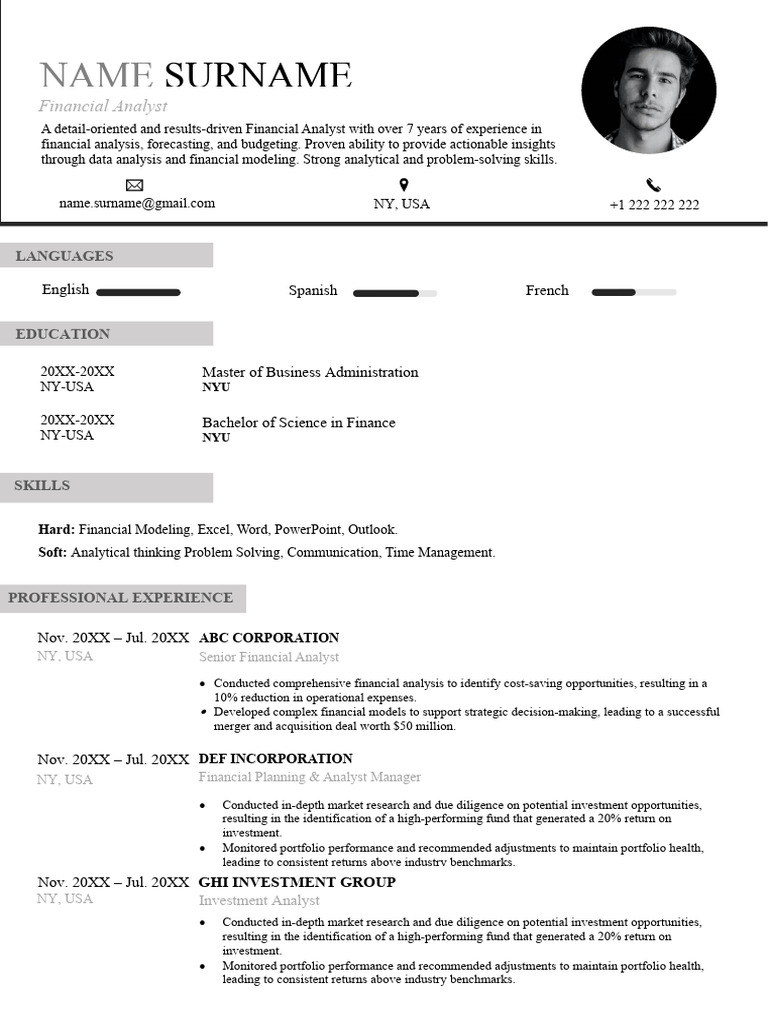 221 Simple Resume Template | PDF | Financial Analyst | Résumé
