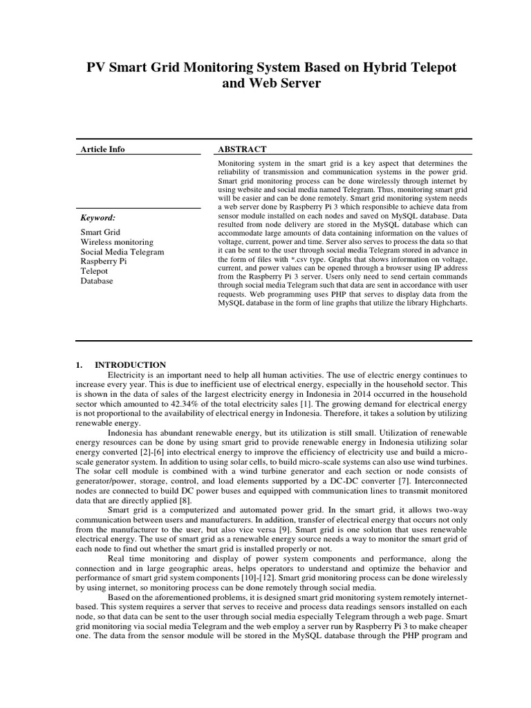 ICEECC2017 - PV Smart Grid Monitoring System Based On Hybrid Telepot and Web Server | PDF ...