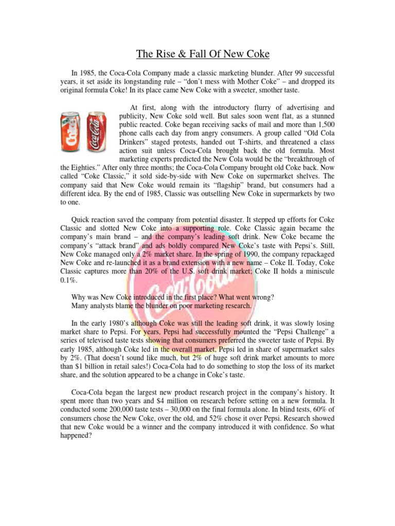 Case Study - Coke-Cola Marketing Research | PDF | Coca Cola | The Coca ...