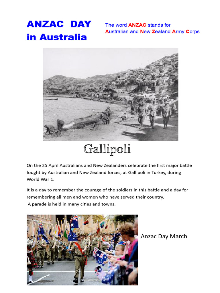 Anzac Day Worksheet +recipe | PDF | Australian And New Zealand Army Corps