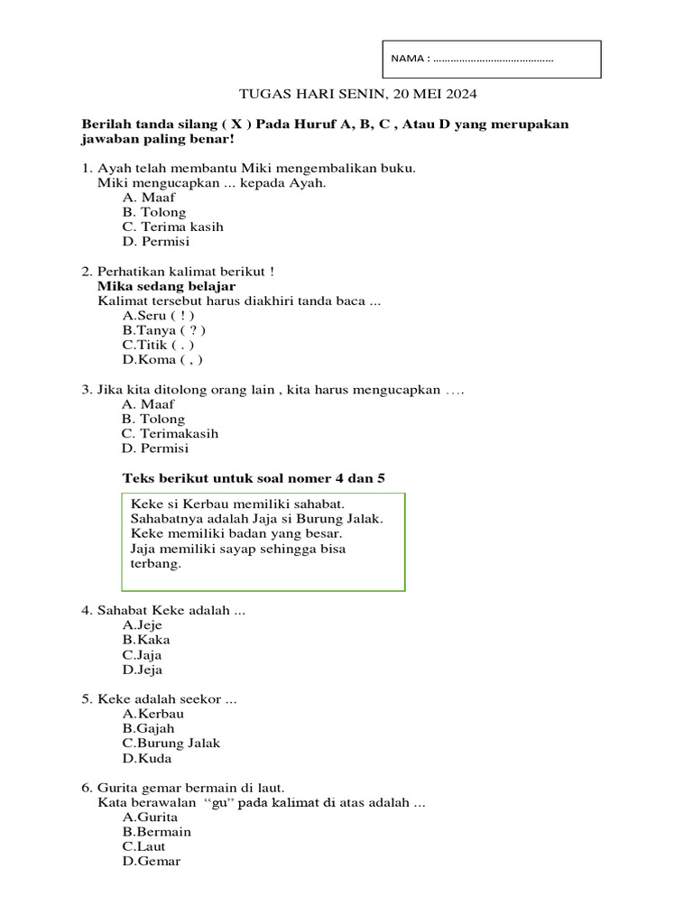 Soal B. Ind 20 Mei | PDF | Seni & Disiplin Bahasa