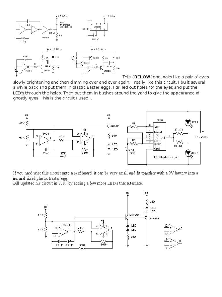 Led Circuits | PDF | Bipolar Junction Transistor | Resistor