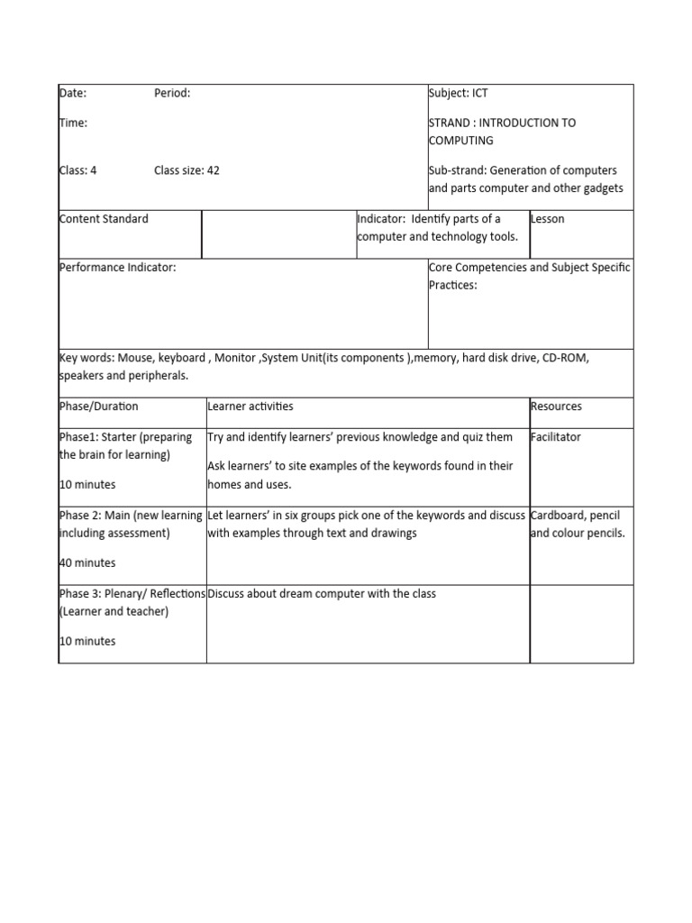 ICT Lesson Note Week 2 B4 To B6 | PDF | Educational Technology | Learning