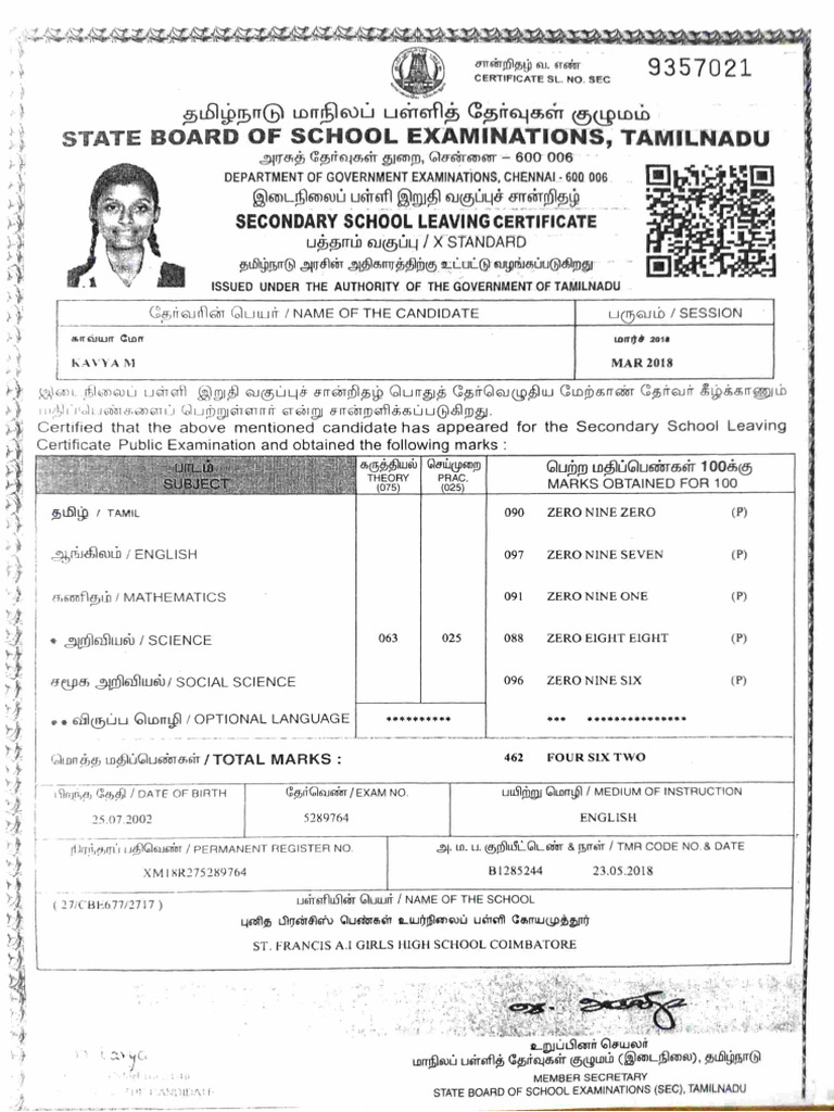 10th Marksheet | PDF