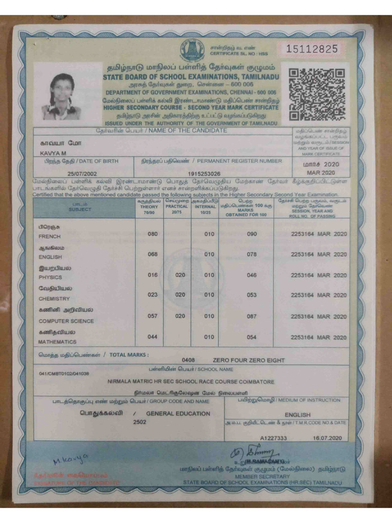 12th Marksheet New Pdf