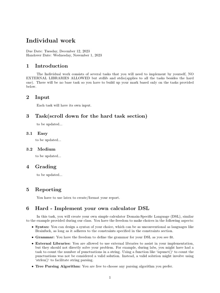 Individual Work Task | PDF | Parsing | Computing