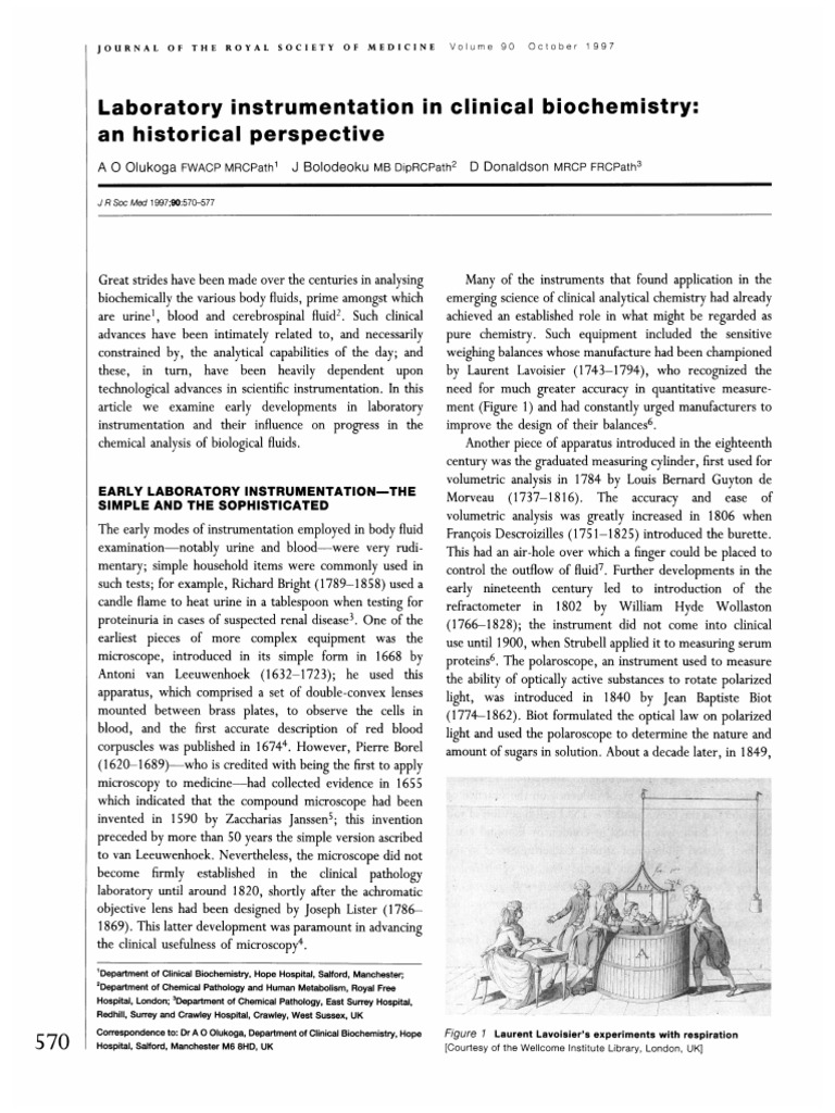 Olukoga Et Al 1997 Laboratory Instrumentation in Clinical Biochemistry An Historical Perspective ...