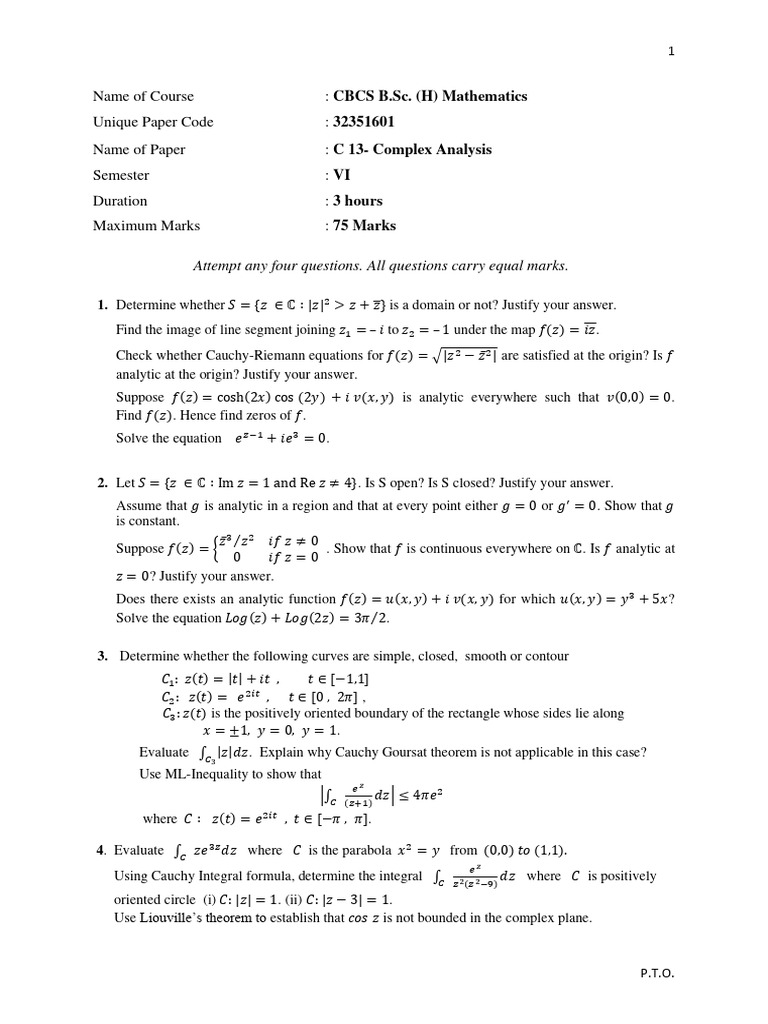 Complex Analysis (including practicals) | PDF | Mathematical Concepts | Mathematical Physics
