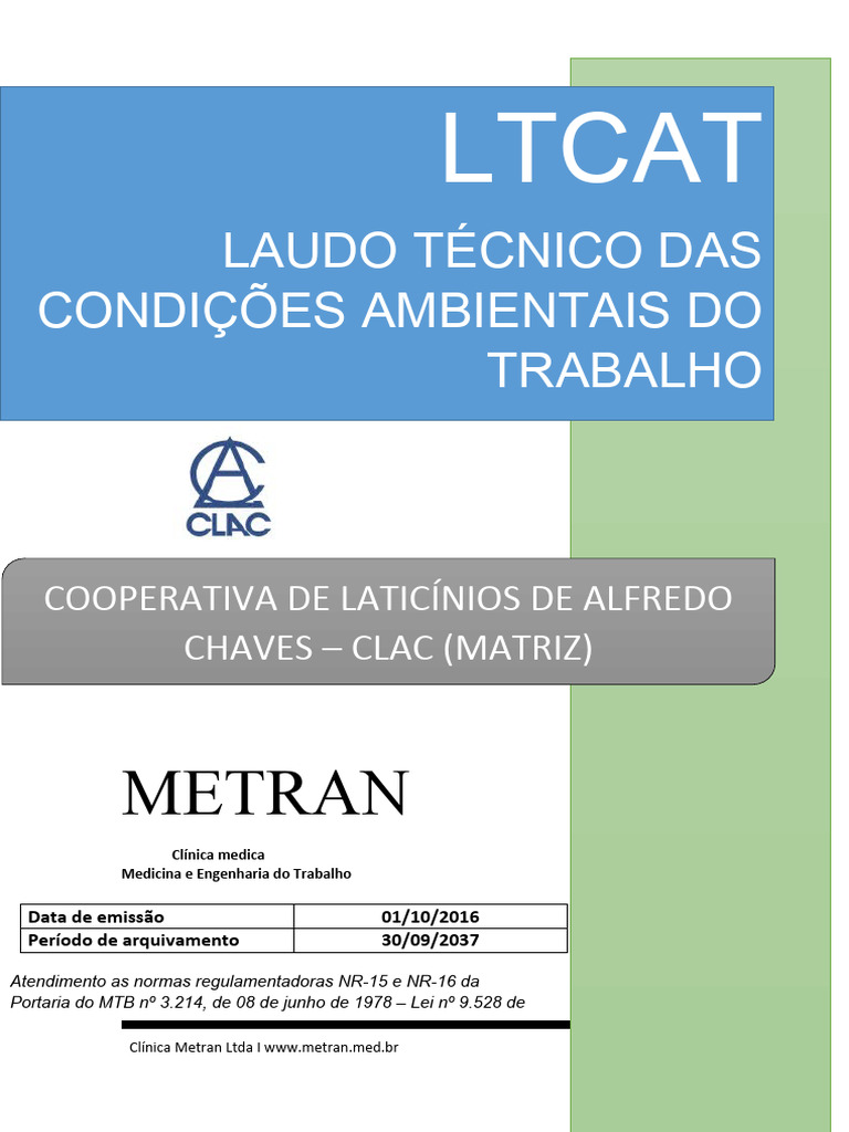 Ltcat-Laudo Técnico Das Condições Ambientais Do Trabalho | Download ...